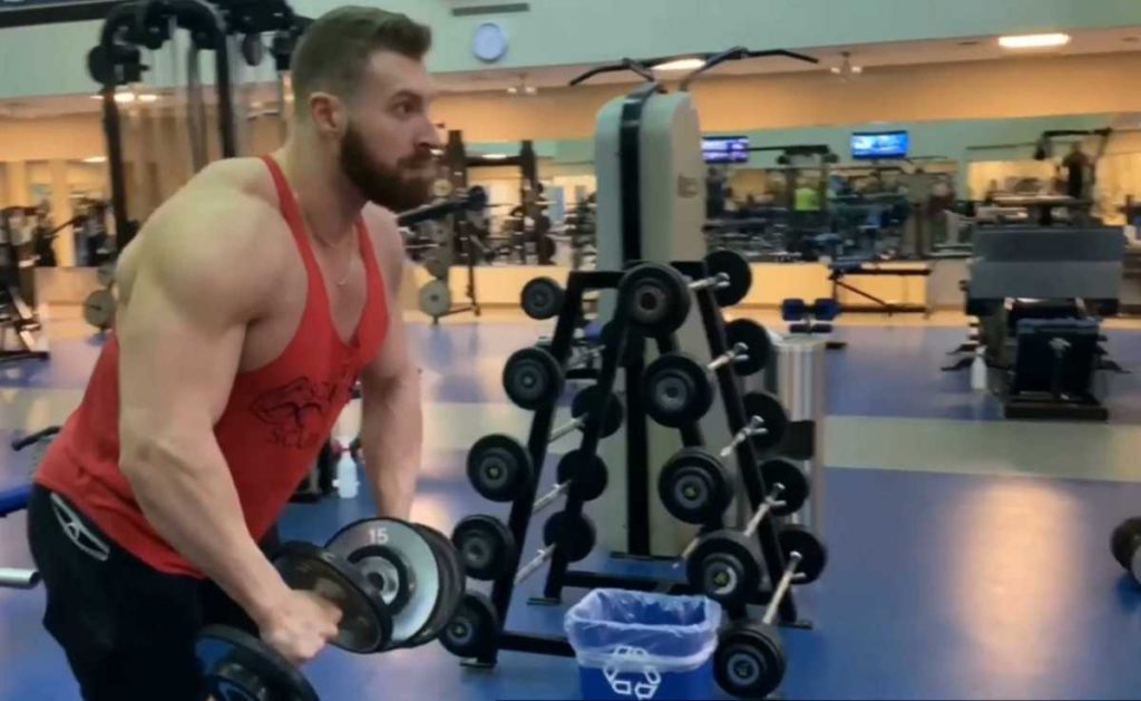 Dumbbell Lateral Raises (Overhand Grip, Torso Forward)